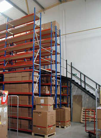 Two-Tier Shelving System Installed At Logistics International