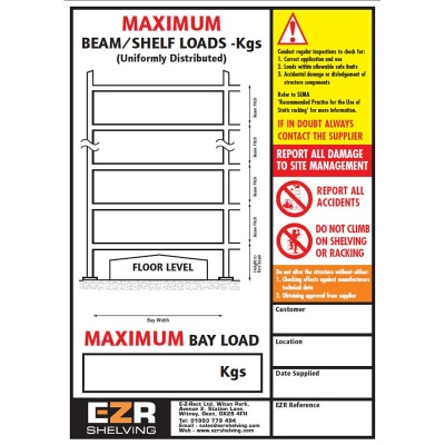Warehouse Racking Labels, Shelf Labelling & Rack Safety Signs